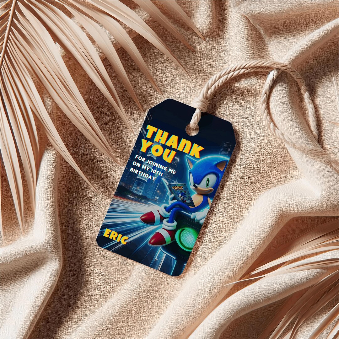 Sonic Thank You Tag Template, Sonic Gift Tag, Sonic Party Favor Tag ...