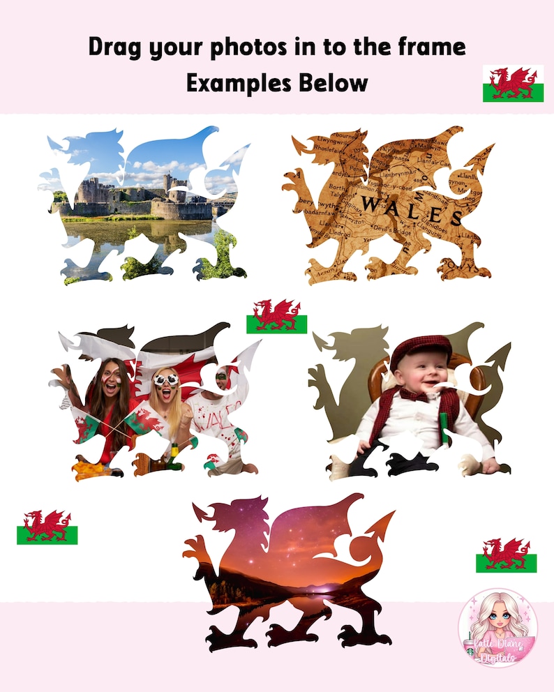Canva Frame, Template, Welsh Dragon, Wales, Cymru, Digital, Photo Frame ...