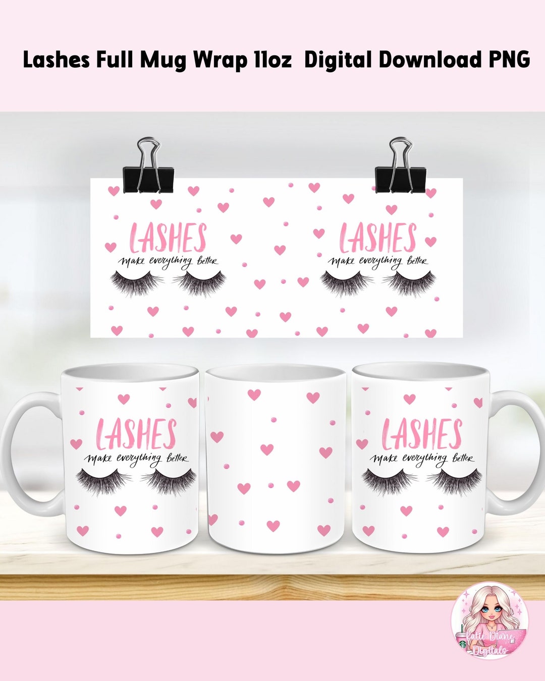 11oz Mug Wrap, Sublimation Design, Lashes, Beautician, Digital Download ...