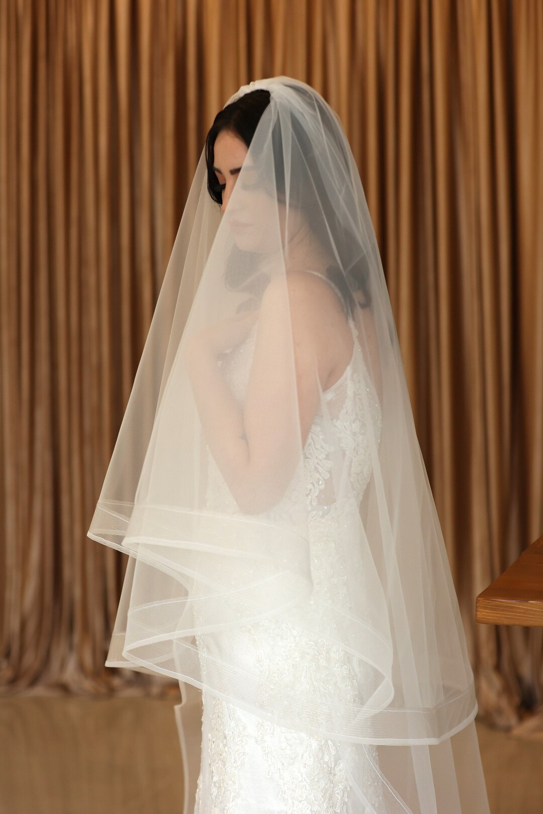 Horsehair Trim Drop Veil,horsehair Veil,soft Pure White Crinoline Edge ...