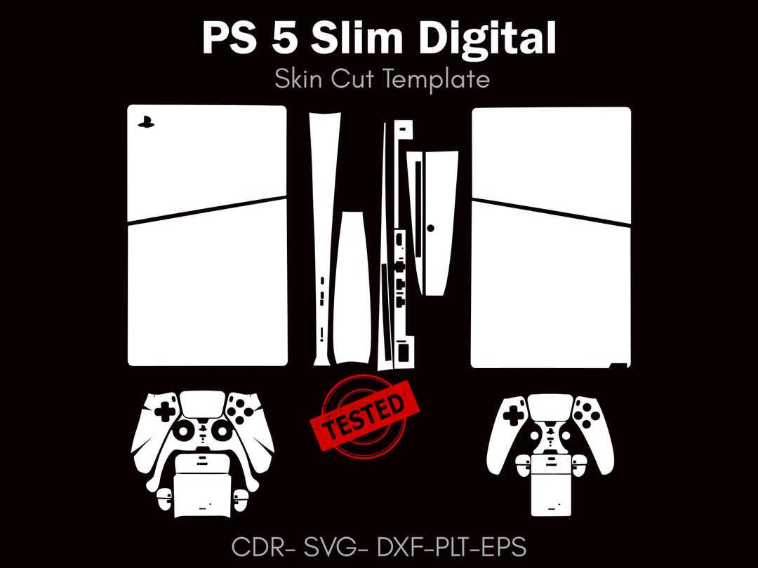 PS5 Slim Digital Edition Skin Cut Vector File | Template Layout | Skin ...