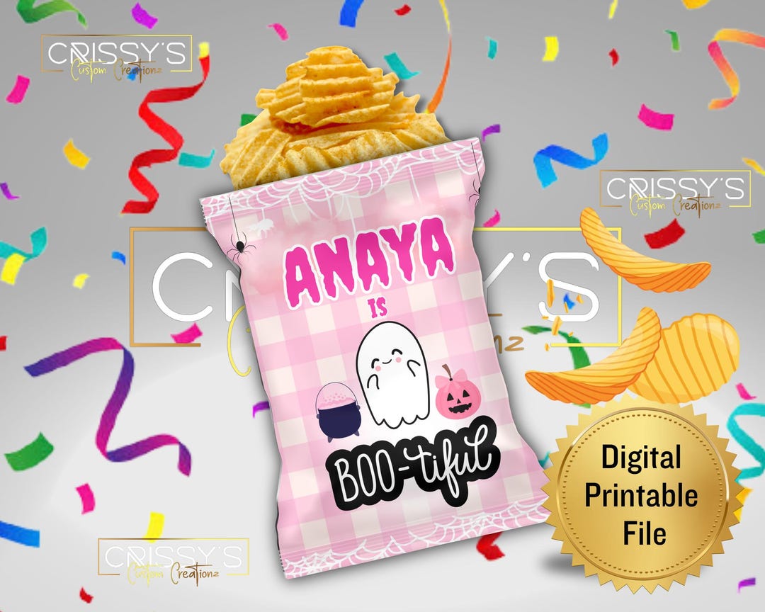 Cute Halloween Chip Bag Printable Pink Halloween Personalized Kid Party ...