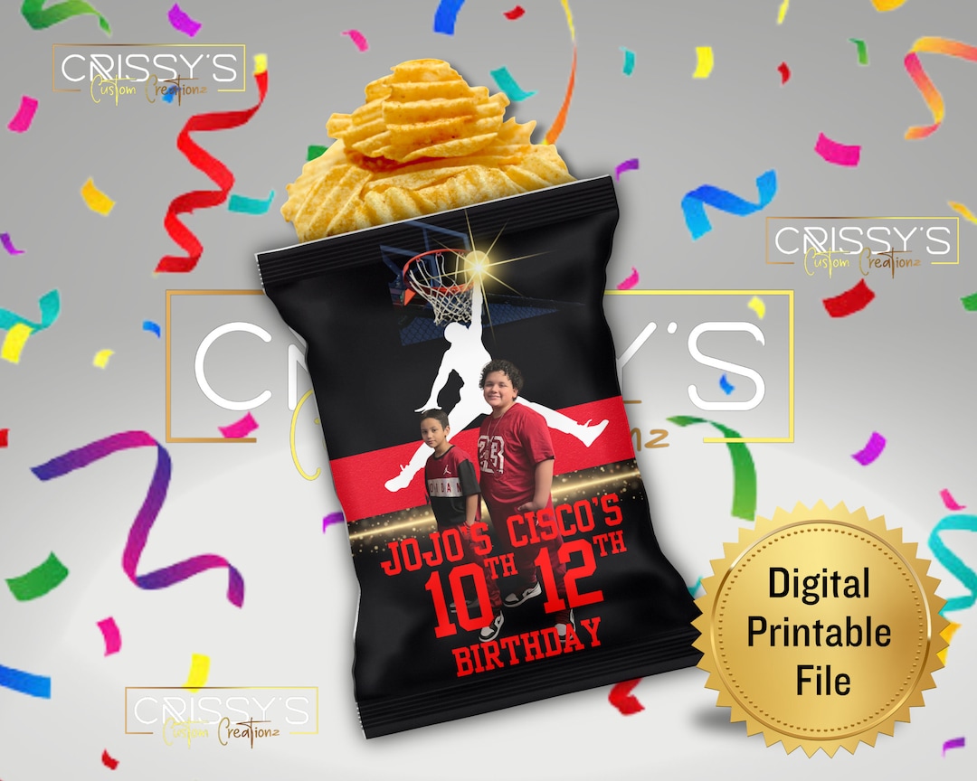 Jordan Inspired Chip Bags, Basketball Theme Chip Bags, Jordan Party ...