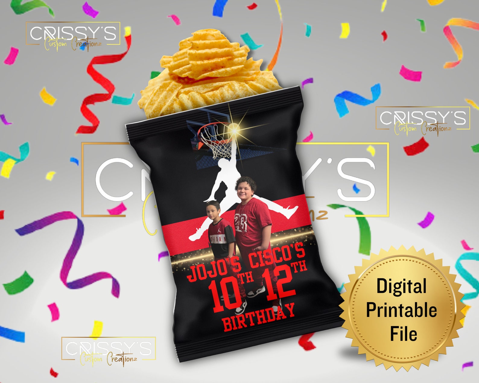 Jordan Inspired Chip Bags, Basketball Theme Chip Bags, Jordan Party ...