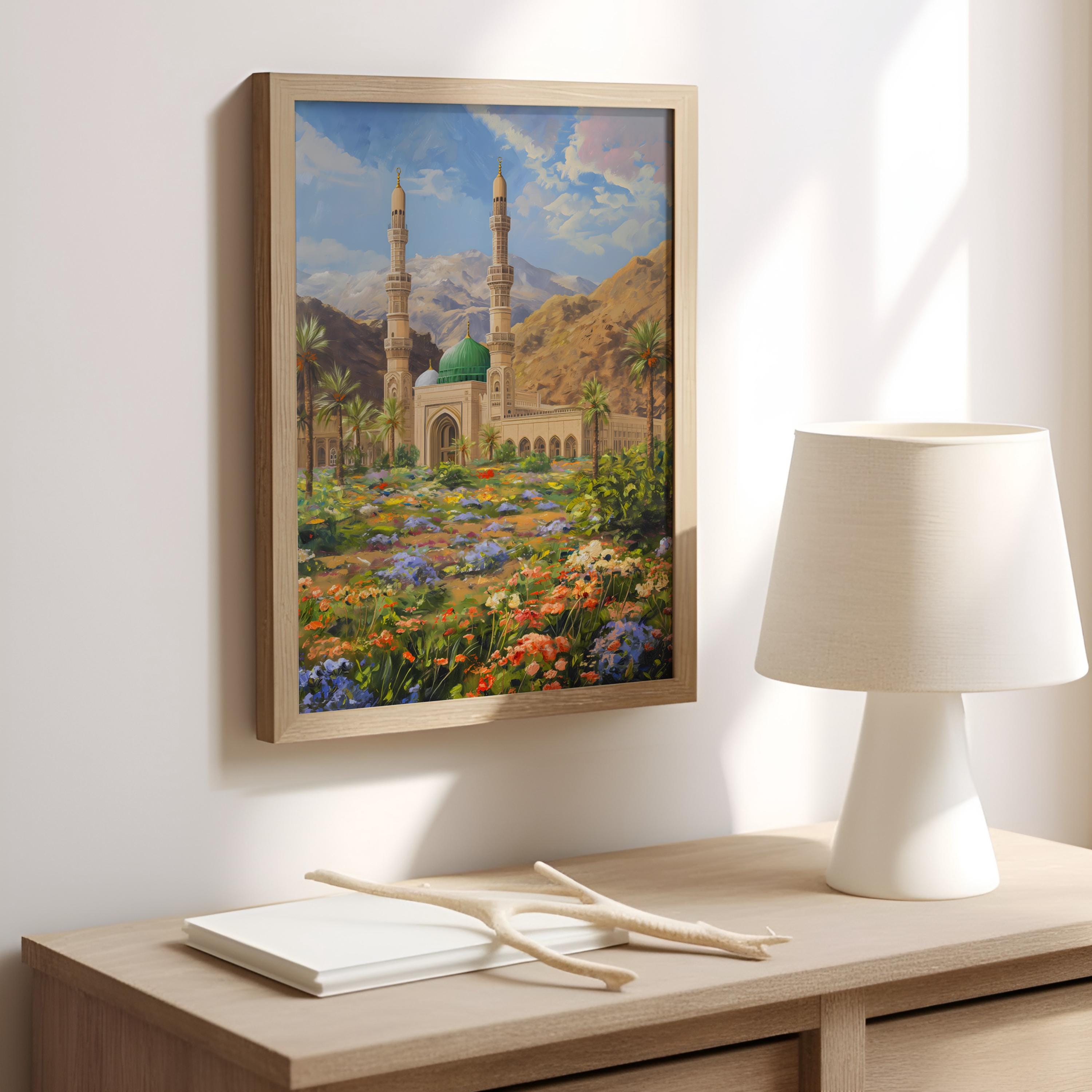 Medina Prophet's Mosque Masjid Nabawi Flowers Islamic Print Poster ...