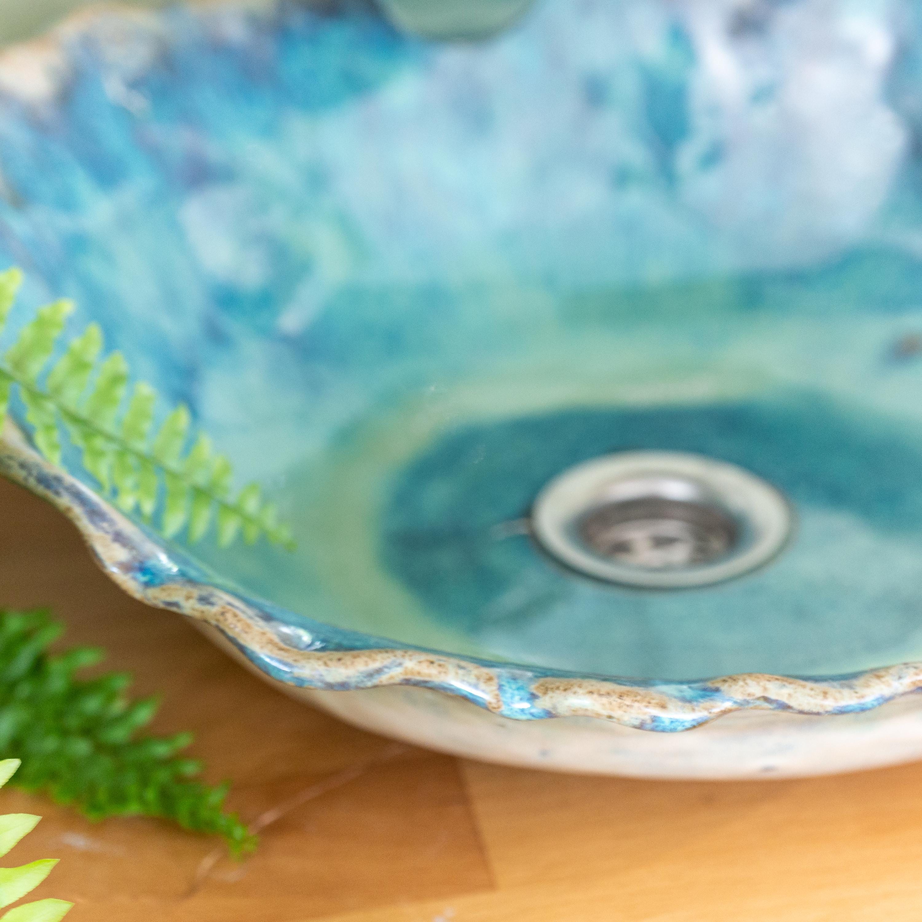 Turquoise Ceramic Sink – Handmade Stoneware Basin by Voila Ceramics - Etsy