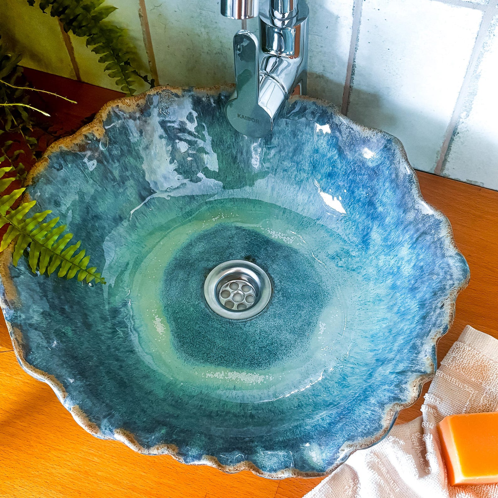 Turquoise Ceramic Sink – Handmade Stoneware Basin by Voila Ceramics - Etsy