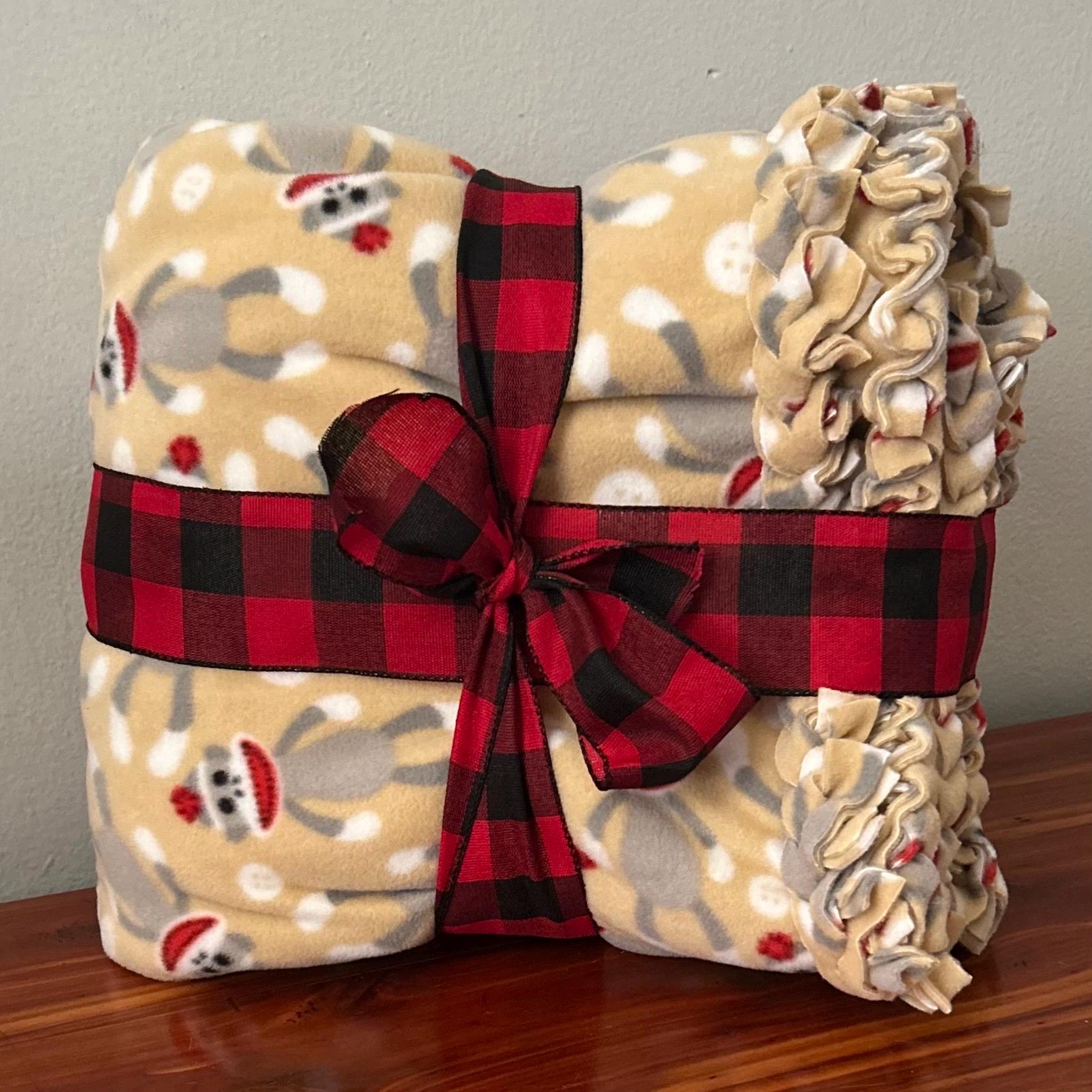 Sock Monkey Fleece Tie Blanket - Etsy