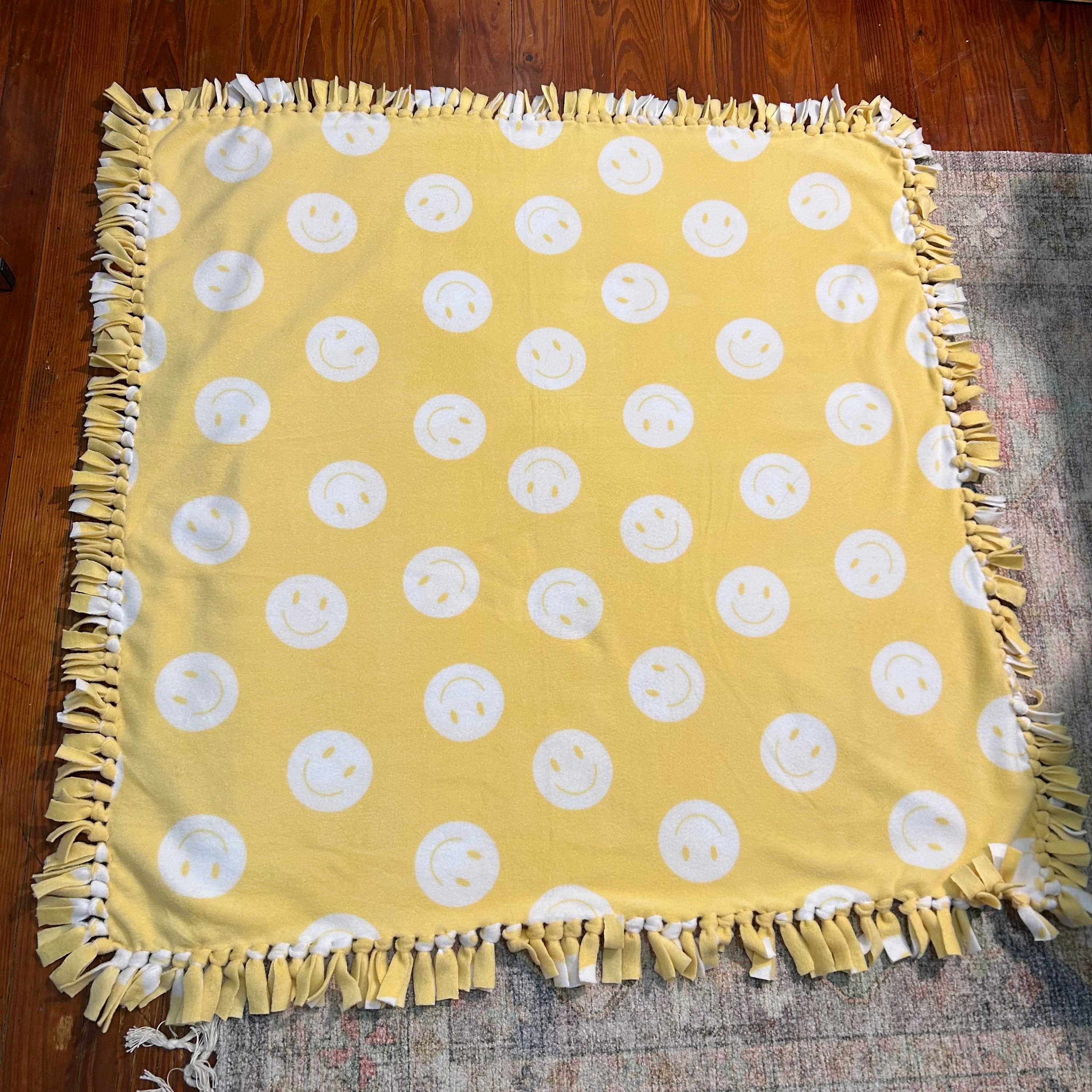 Smiley Face Fleece Throw Blanket - Etsy