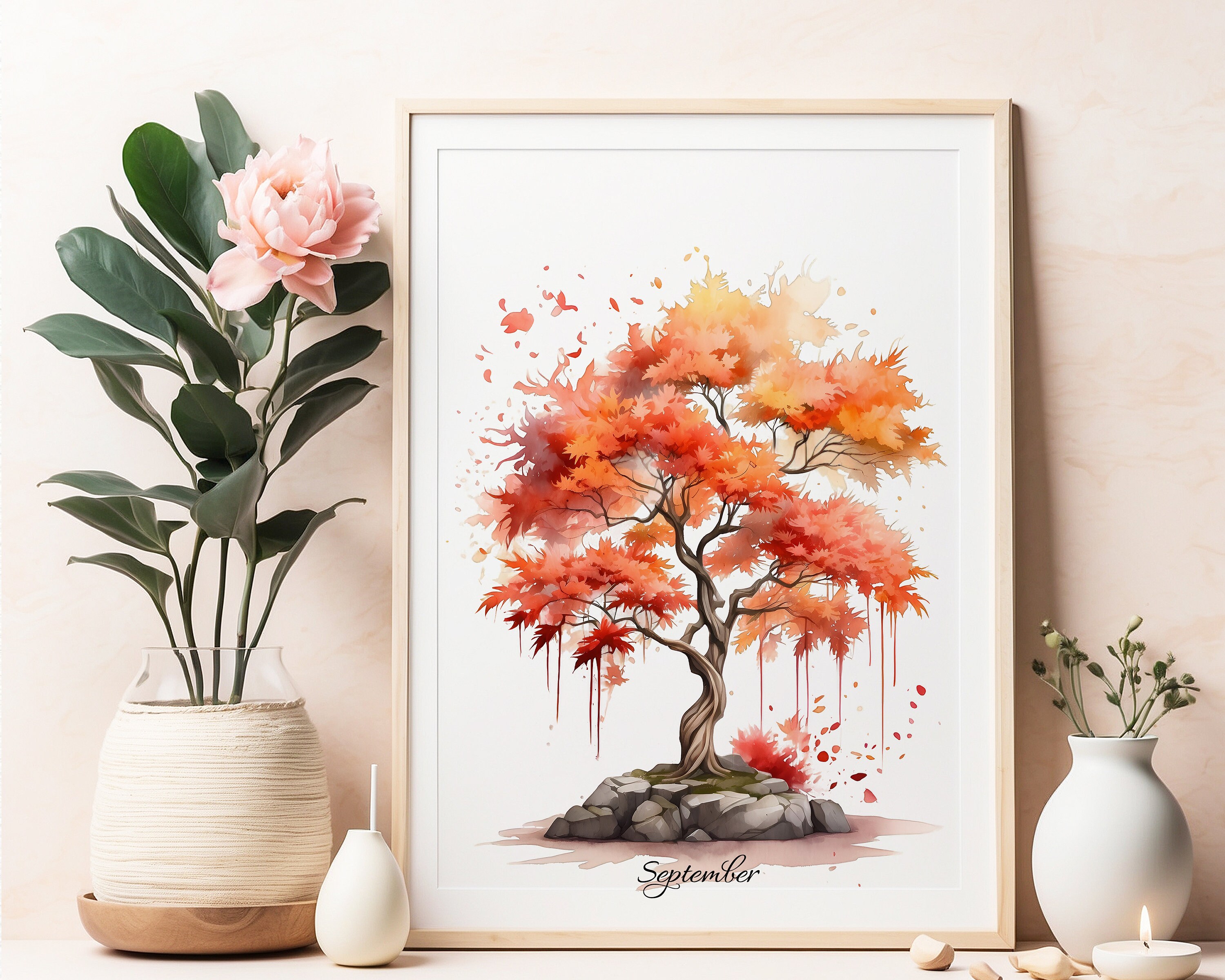 Watercolor Autumn Tree Clipart Set, Nature Fall Foliage, Seasonal ...