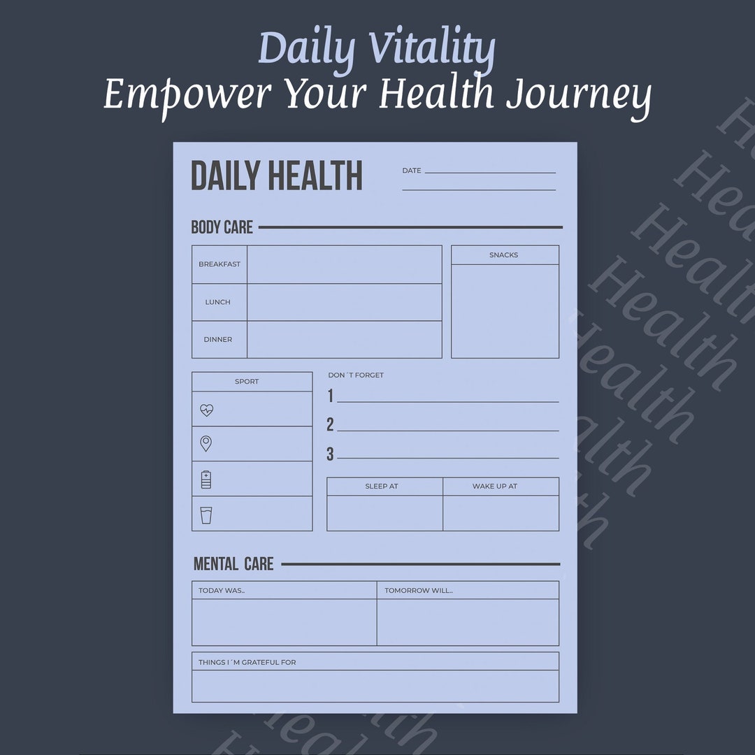 Printable Minimalist Daily Health Care Planner - Wholesome Wellness ...