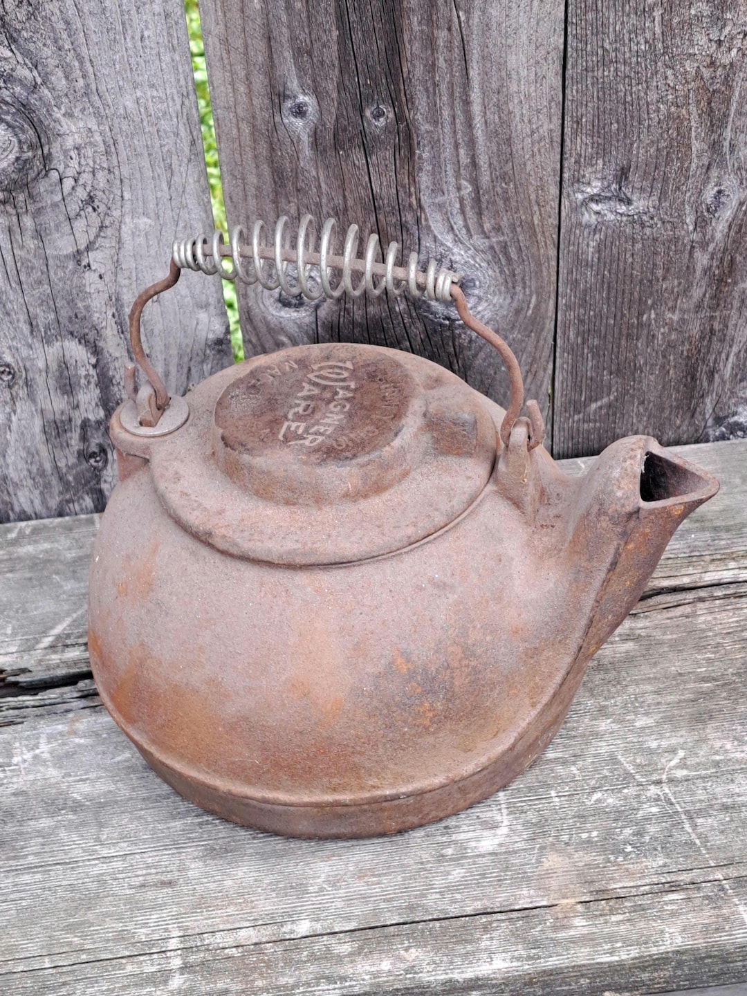 Vintage Cast Iron Kettle Wagner Ware Teapot Primitive Tea Pot Cast Iron ...