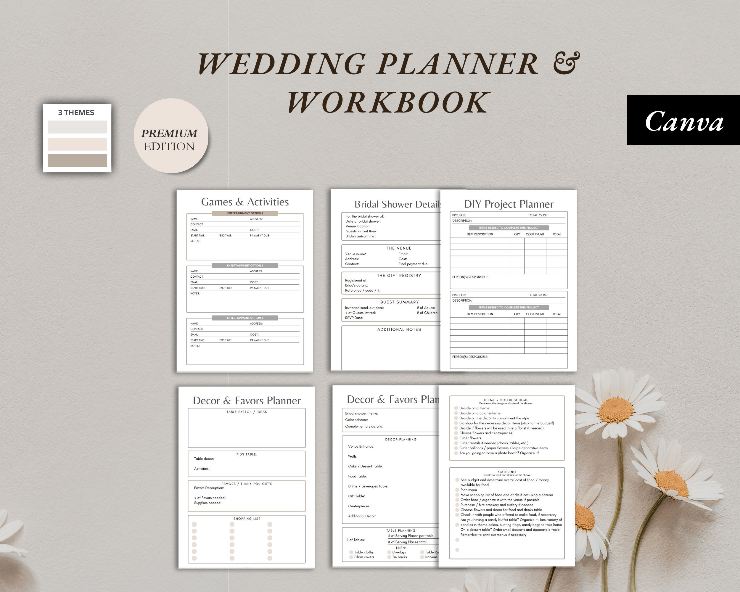 44 PAGES Wedding Venue Workbook, Organizer Binder, Event Planning ...