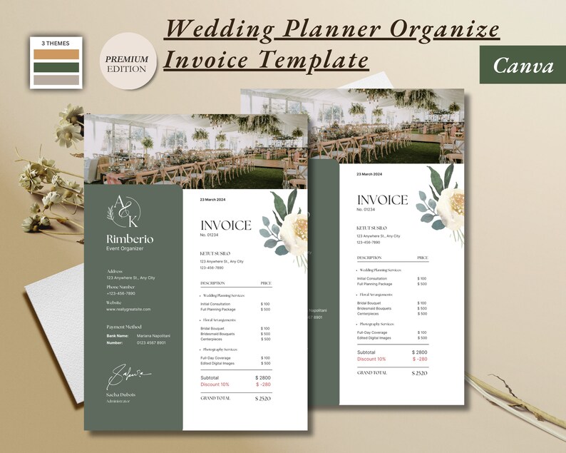 Wedding Planner Invoice Template, Customizable Business Invoice, Event ...