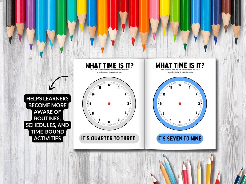 Telling Time Activity Book for Kids, Fun Clock Learning Worksheets ...