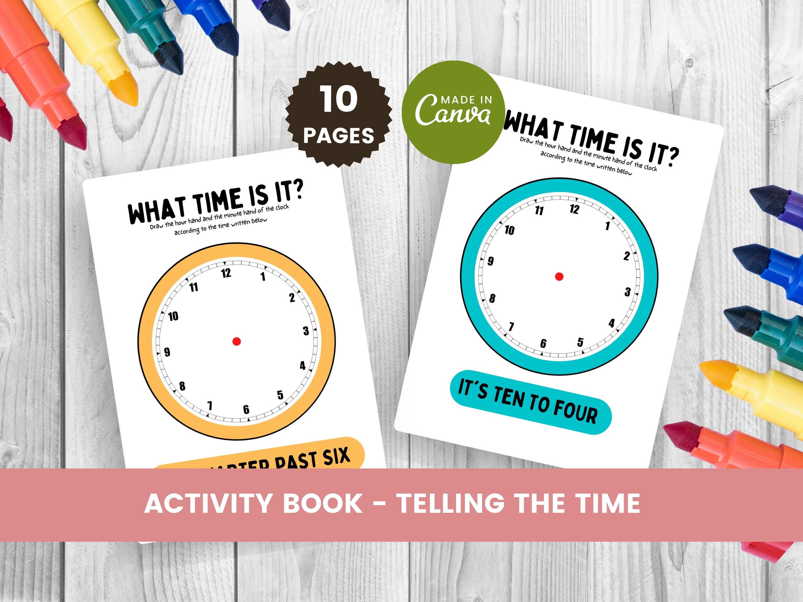 Telling Time Activity Book for Kids, Fun Clock Learning Worksheets ...
