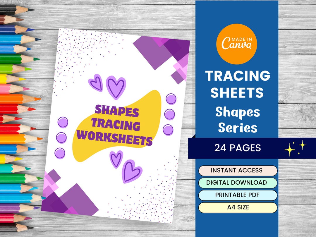 24 Shapes Tracing Worksheets for Kids, Fun Pre-writing Practice for ...