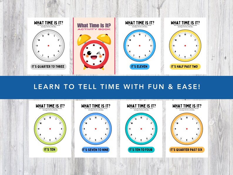 Telling Time Activity Book for Kids, Fun Clock Learning Worksheets ...
