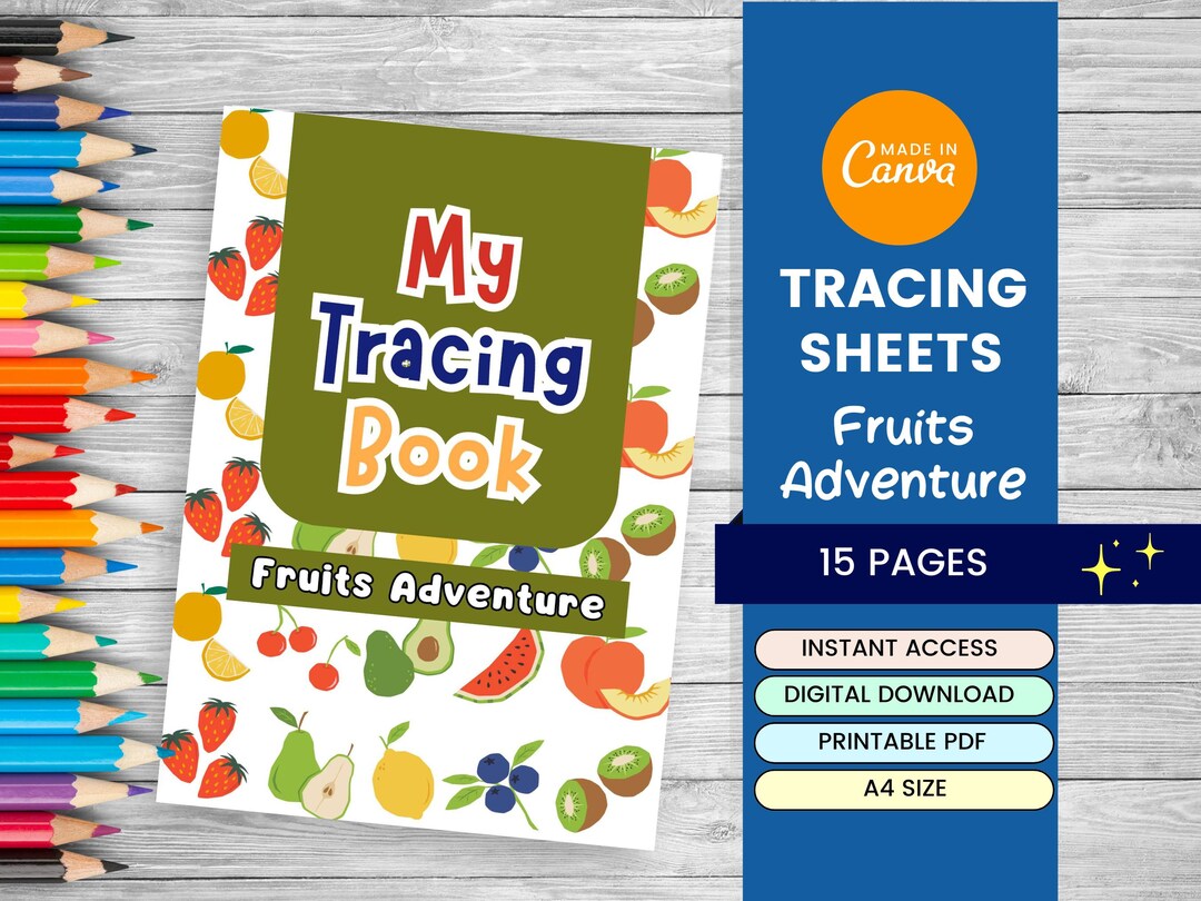 Fruit Tracing Worksheets for Kids - 15 Pages of Fun Fruit Shapes, Fun ...