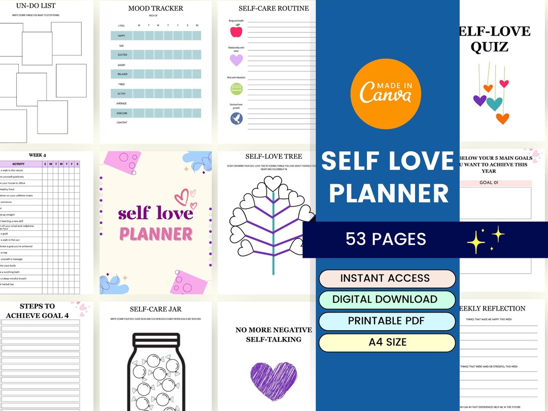Self Love Planner | Self Love Journal | Self Care Tracker | Self Care ...
