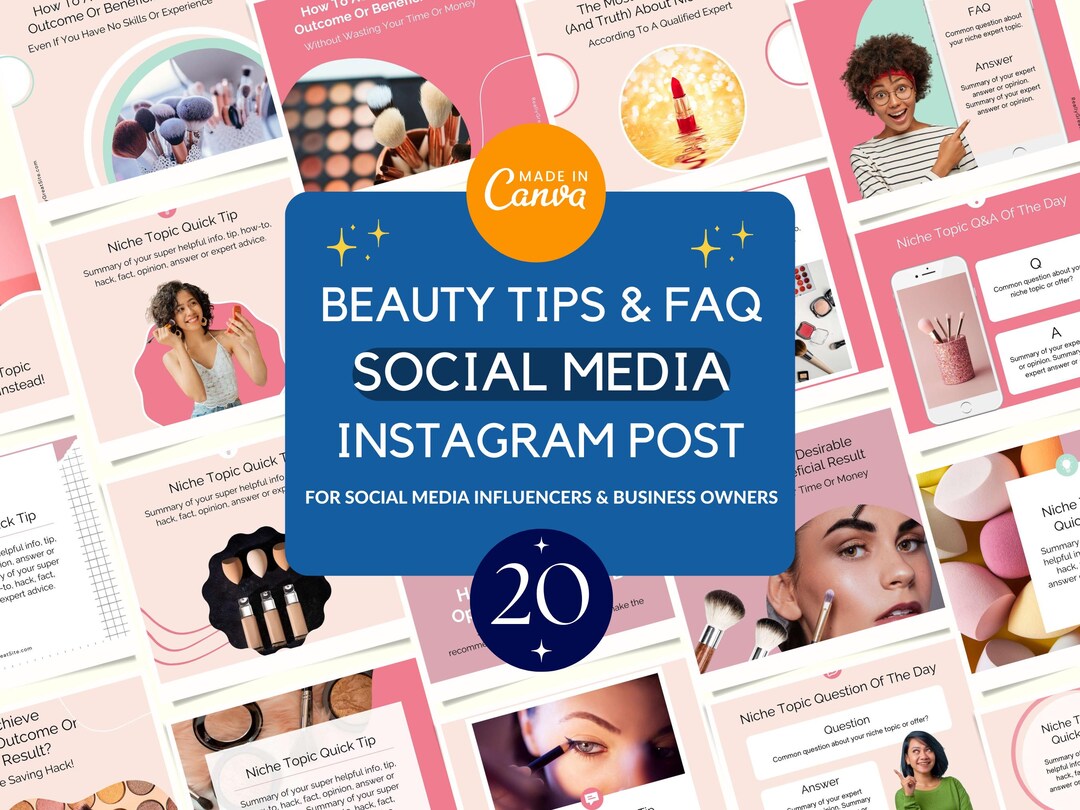 20 Beauty Tips & Faqs IG Post Templates | Rosette + Cream Theme | for ...