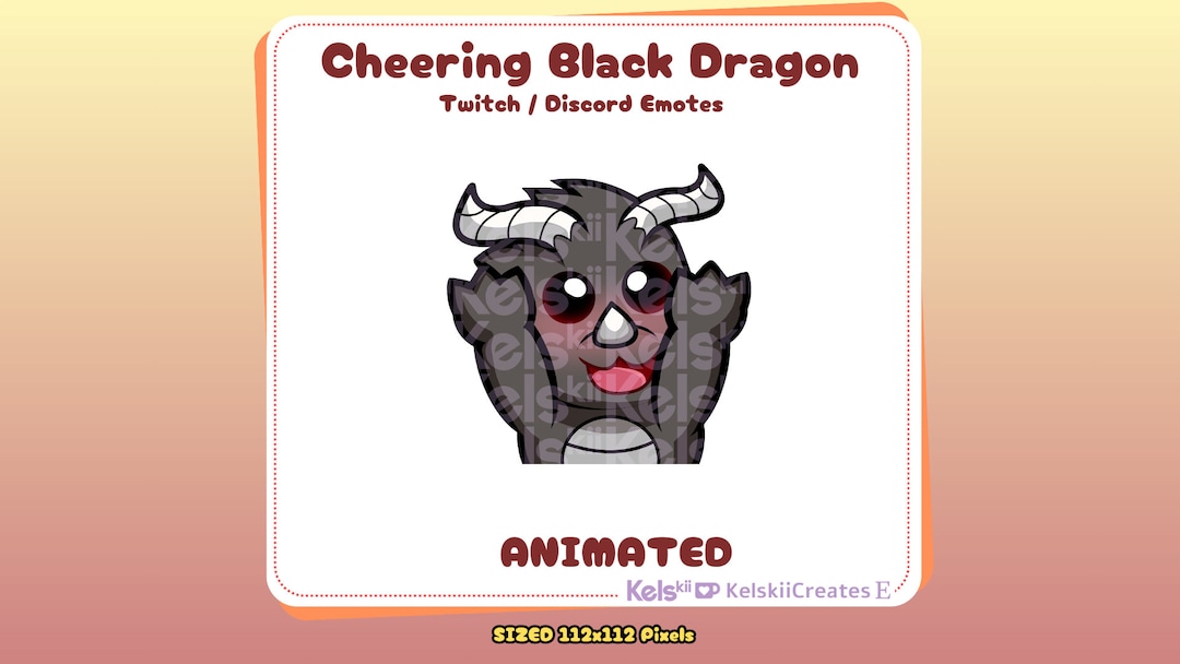 Animated Cheering Black Dragon Emote Twitch | Discord | Youtube - Etsy