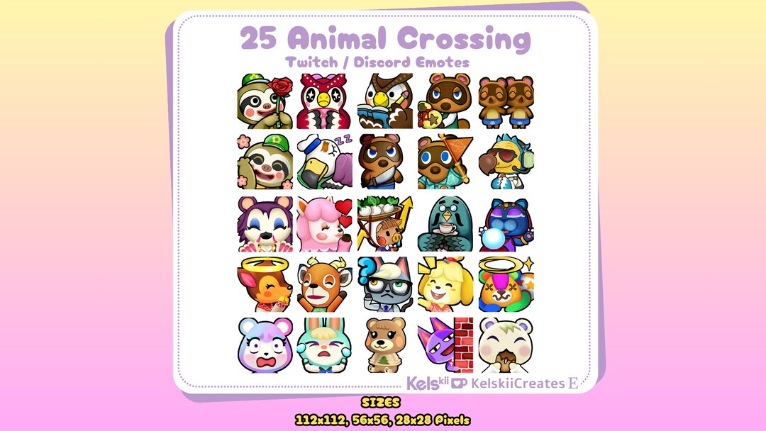 25 Animal Crossing Emotes (twitch / Discord / Youtube) - Etsy