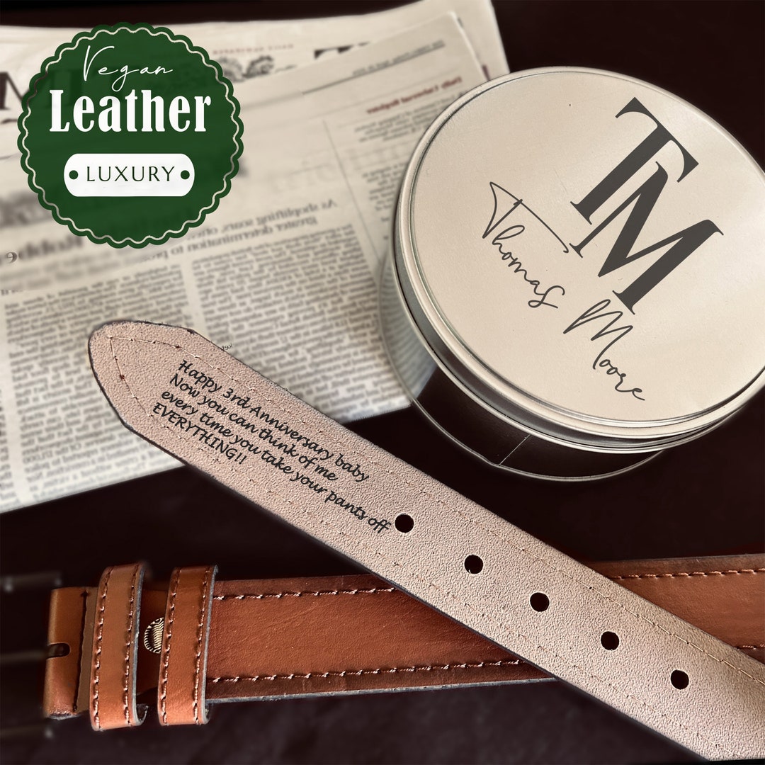 Best Man Leather Belt Monogrammed Name Belt Personalised Vegan Leather ...