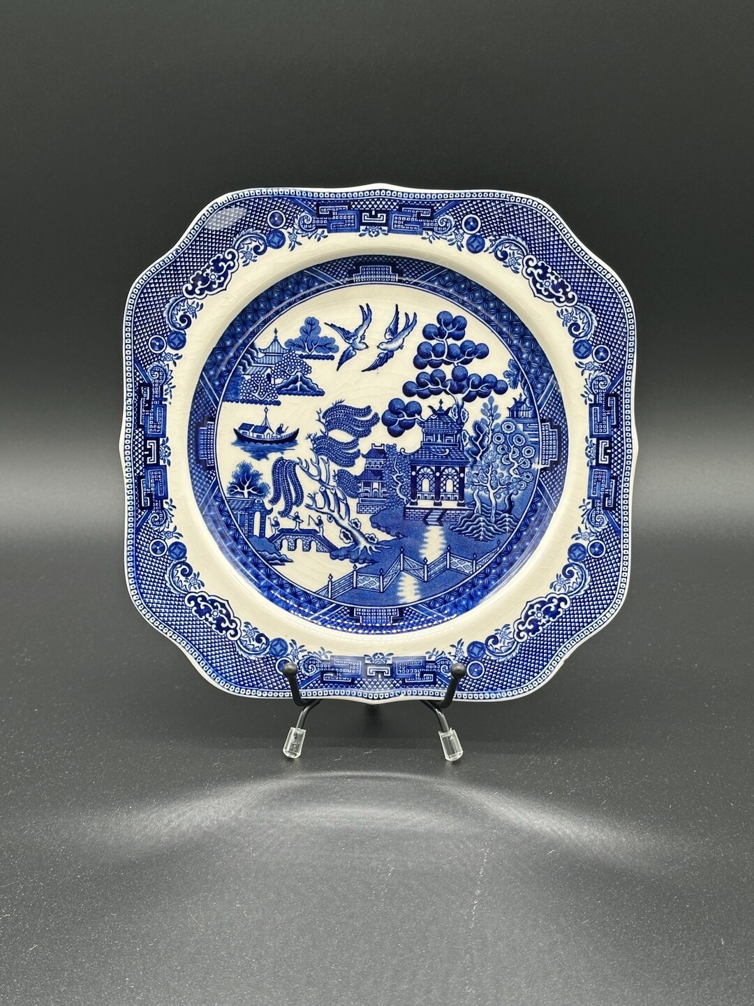 Antique Johnson Brothers Blue Willow Square Plate - Etsy