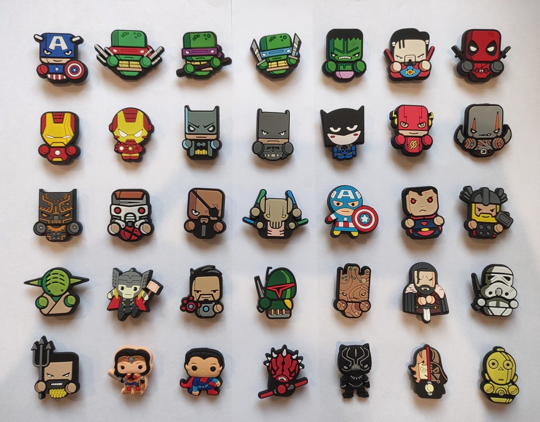 Superhero Crocs Charms Pins Badges, Spiderman Batman Superman Iron Man ...