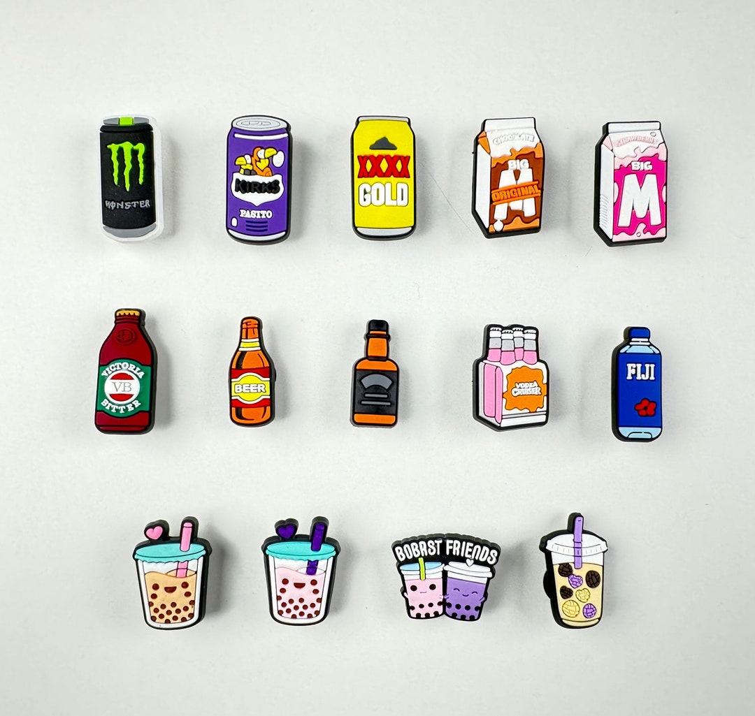 Aussie Drinks Crocs Charms Pins Badges, Beer Shoe Charms, Bubble Tea ...
