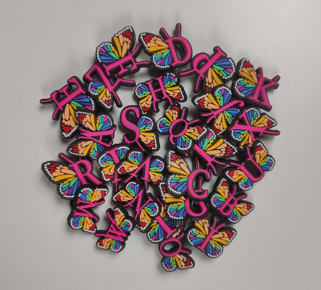 Alphabet Crocs Charms Pins Badges, Butterfly Crocs Jibbitz, Rainbow ...