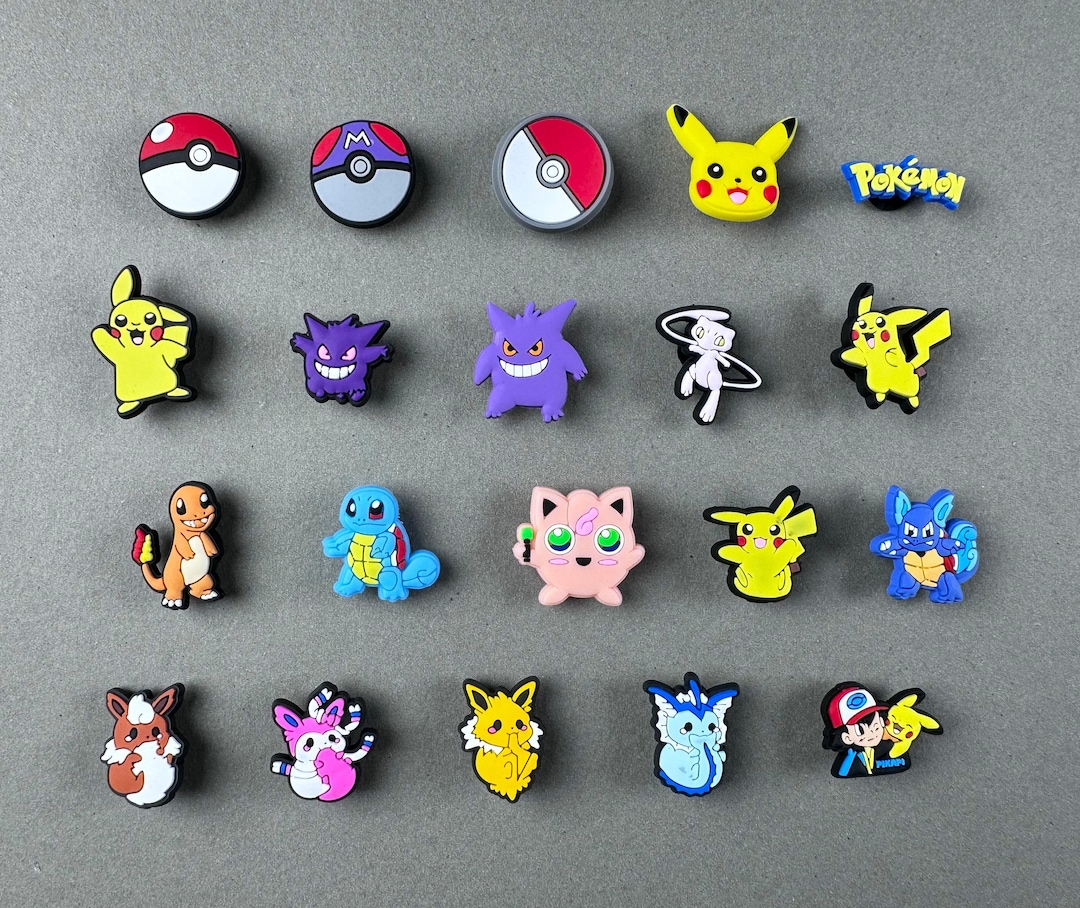 Pokémon Anime Crocs Charms Pins Badges, Pikachu, Jigglypuff, Wartortle ...