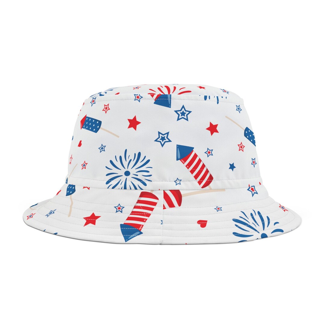 Patriotic Bucket Hat, Fourth of July, Independence Day, Fireworks, Red ...