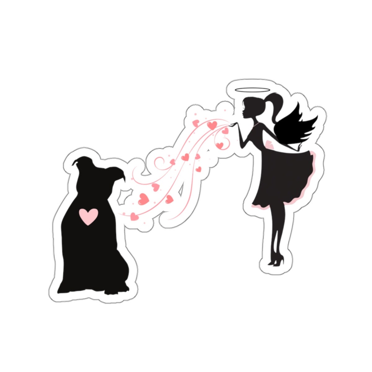 Angel and Dog Sticker, Angel Girl Sticker, Girl Blowing Kisses, Sticker ...