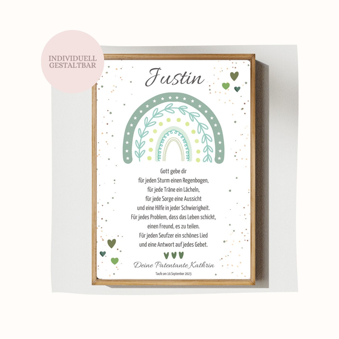 Godparent Letter "justin" - Baptismal Letter - Gift for the Godchild ...
