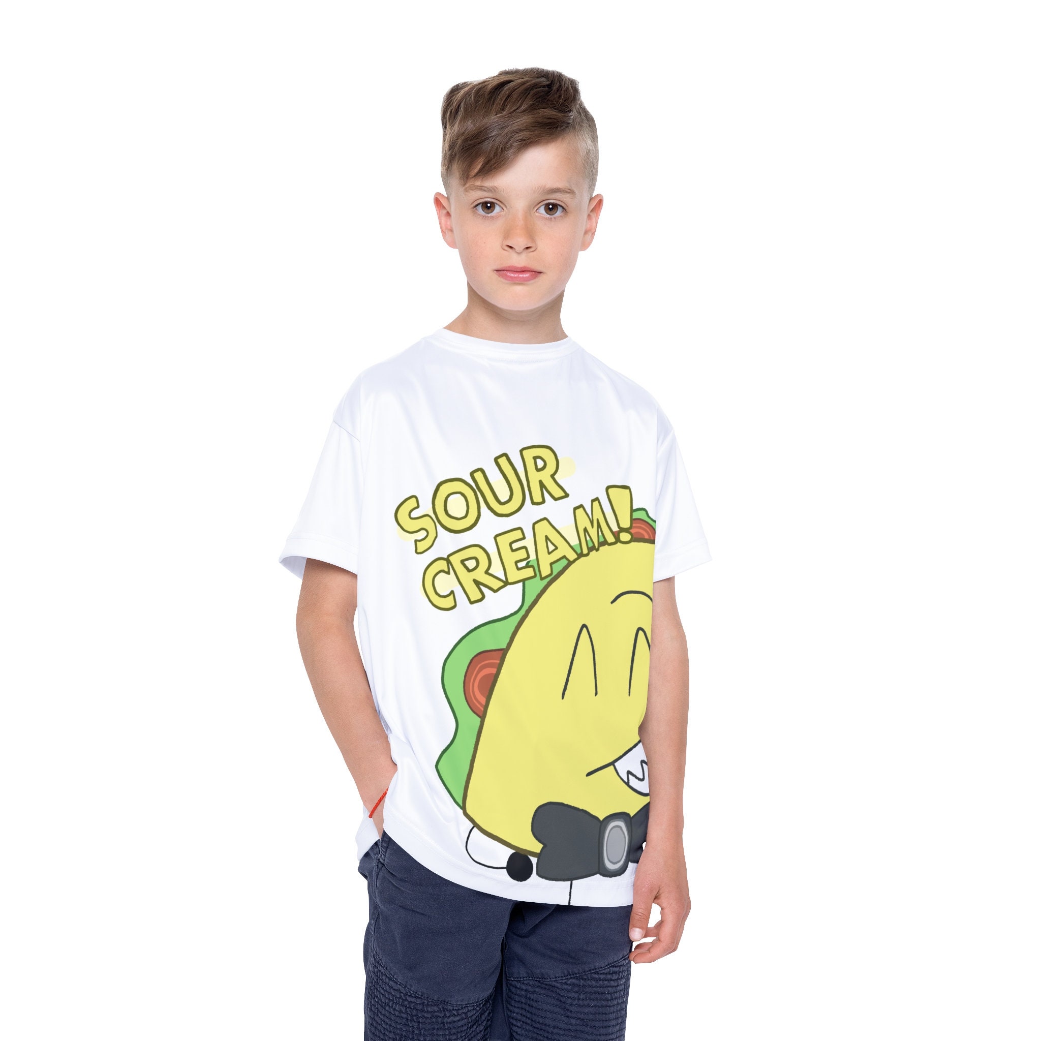 Taco Inanimate Insanity Sour Cream Fan Art Child White T Shirt Object ...