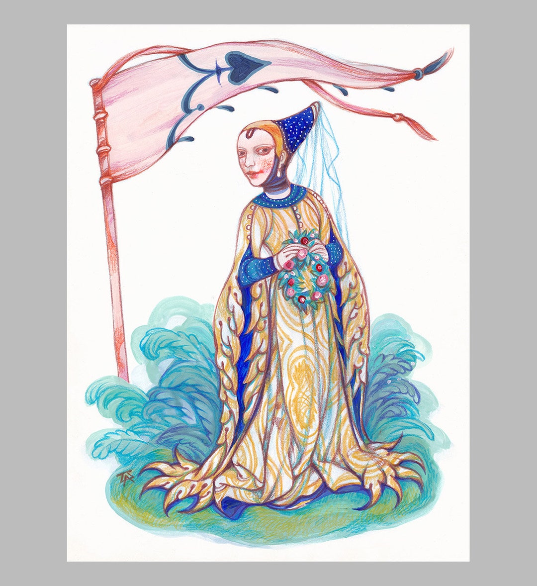 The Lady, Original Graphic Work, Acrylic Painting, Lenormand Oracle ...