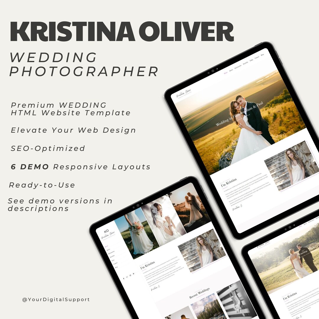 NEW Kristina Oliver Wedding Photographer Best Photography Html Template ...