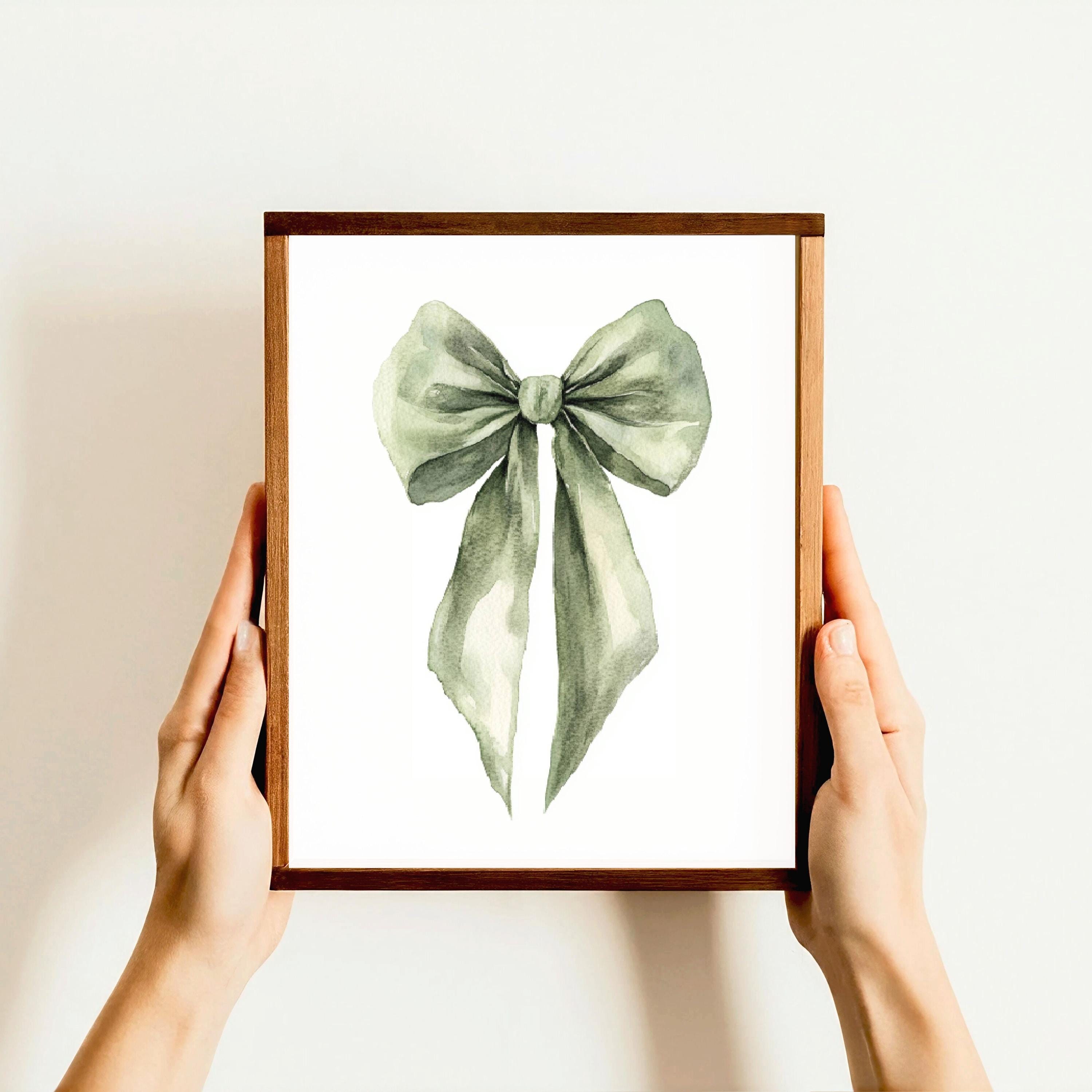 Coquette Bow Wall Art Green Bow Print Aesthetic Wall Art Preppy Wall ...