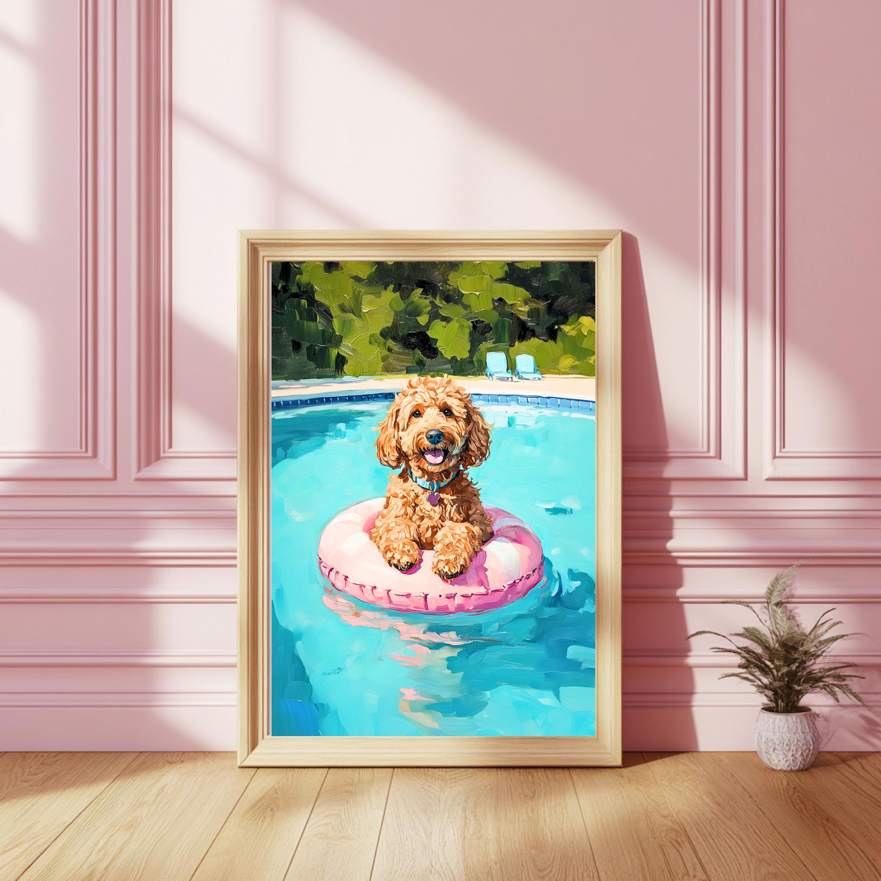 Goldendoodle Wall Art Print Pool House Decor Goldendoodle Funny Pet ...