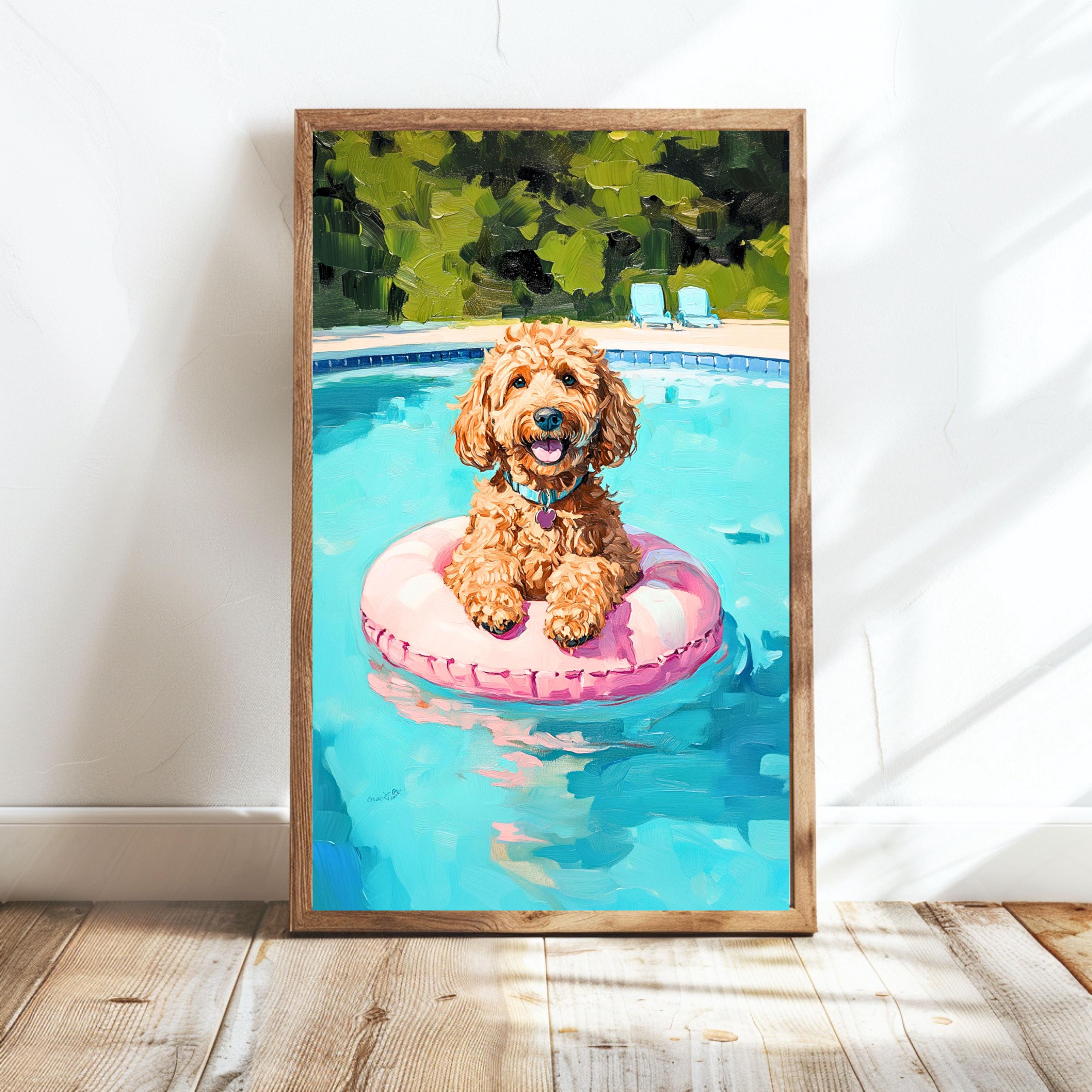 Goldendoodle Wall Art Print Pool House Decor Goldendoodle Funny Pet ...