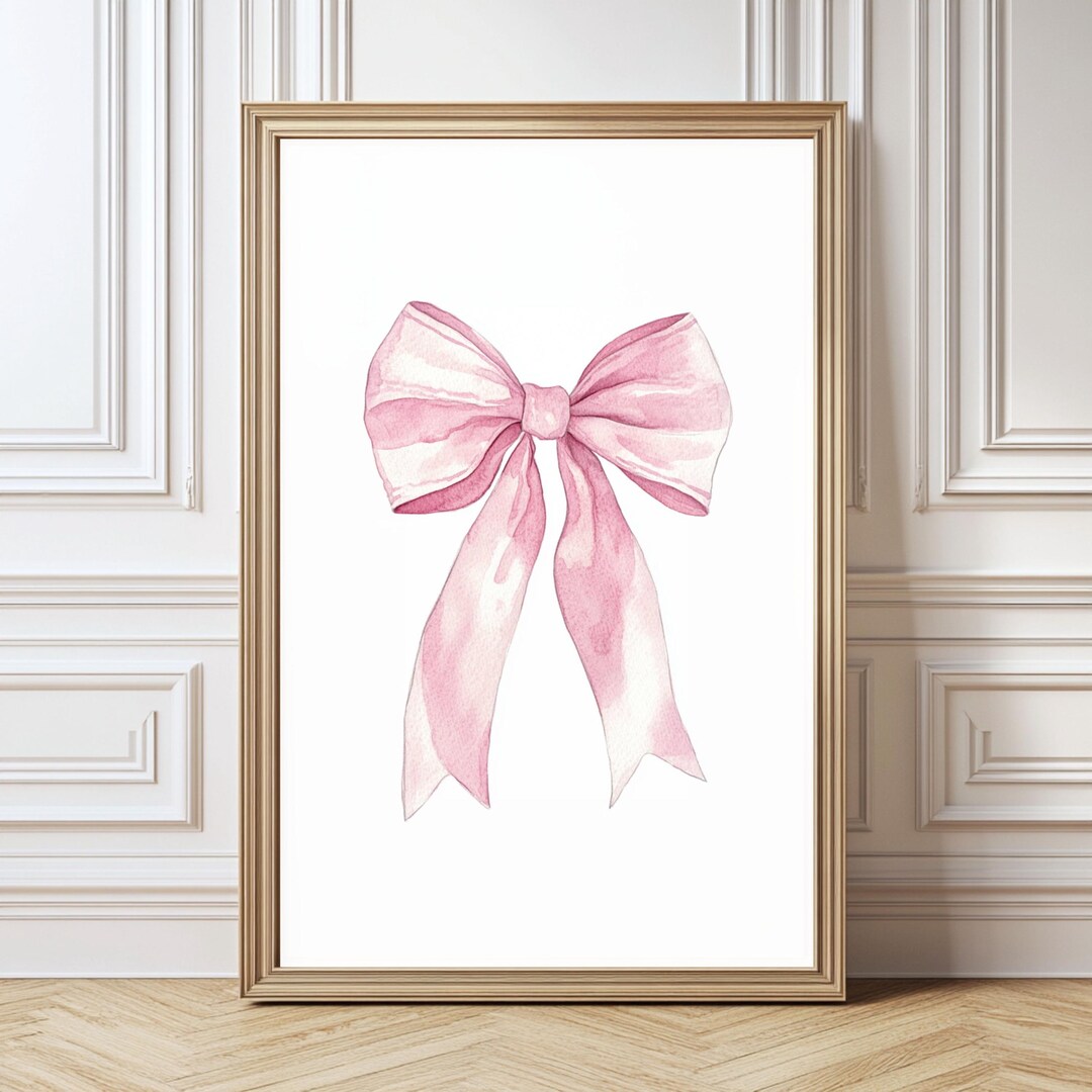 Coquette Bow Wall Art Pink Bow Print Aesthetic Wall Art Preppy Wall Art ...