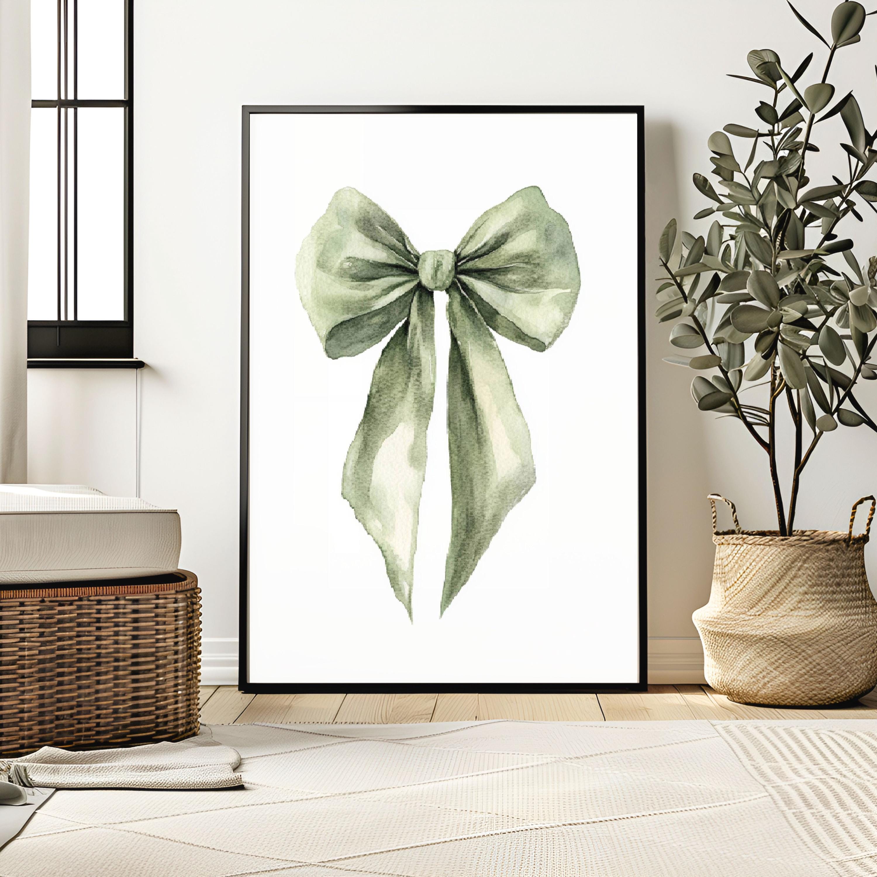 Coquette Bow Wall Art Green Bow Print Aesthetic Wall Art Preppy Wall ...