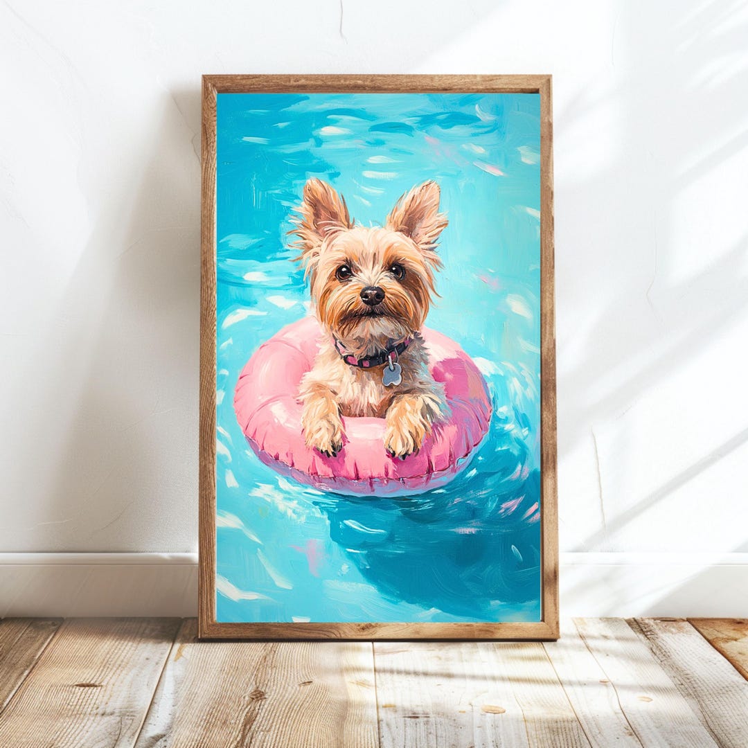 Yorkshire Terrier Art Yorkie Print Pool House Decor Yorkshire Funny Pet ...