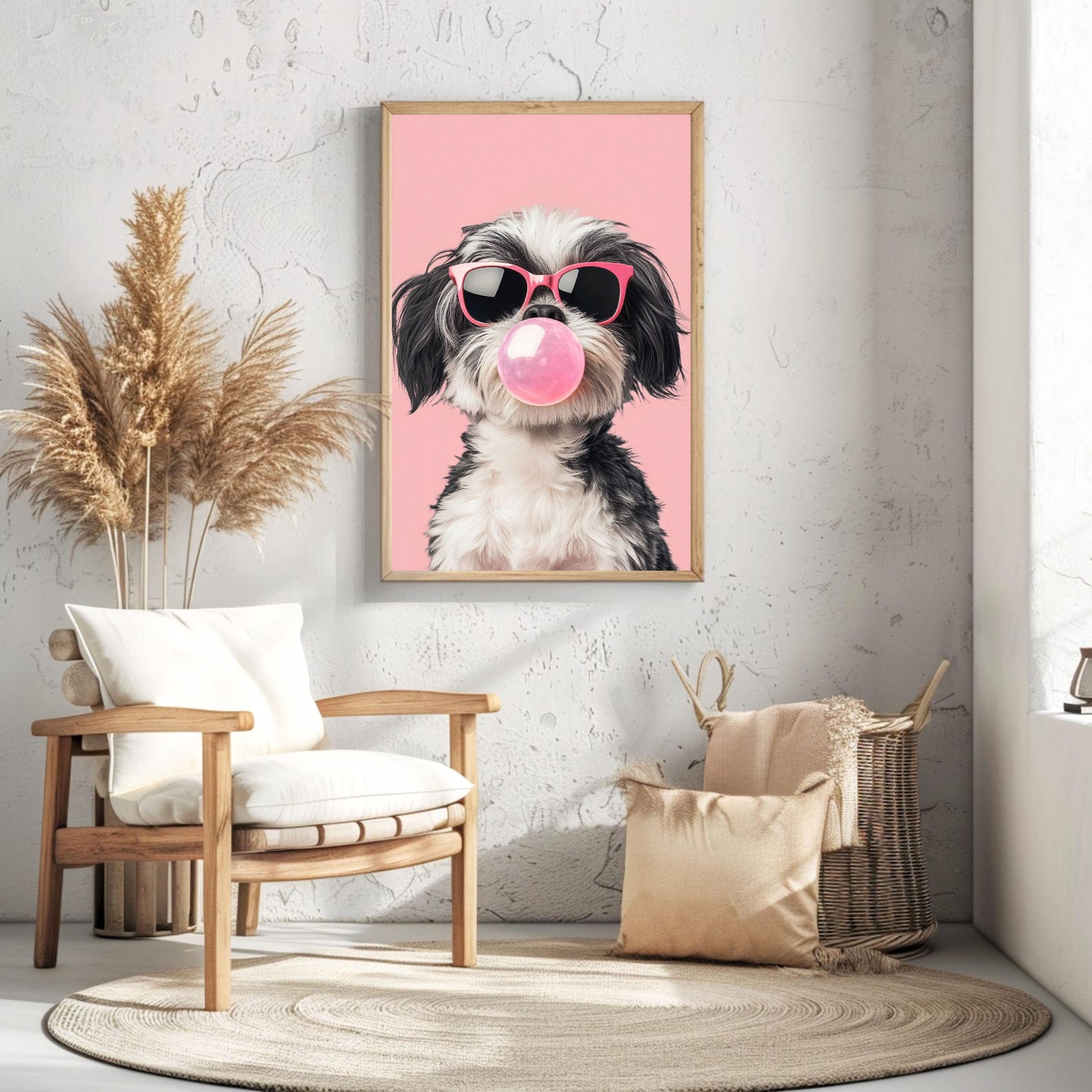 Shih Tzu Wall Art Black and White Shih Tzu Funny Pet Portrait Shih Tzu ...