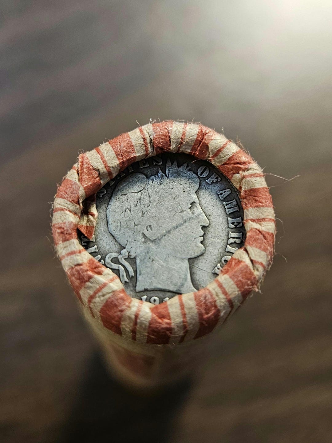 Unsearched Wheat Cent Roll With Silver Barber Dime and Indian Head Cent ...