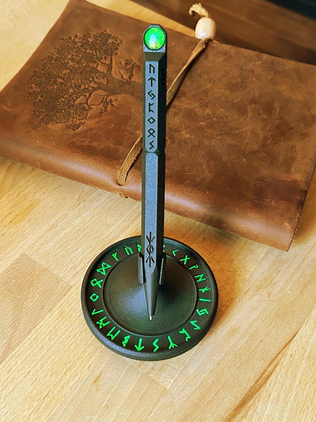 LED Viking Pen Stand Cerakote Finish Viking Runic Inscriptions Light up ...