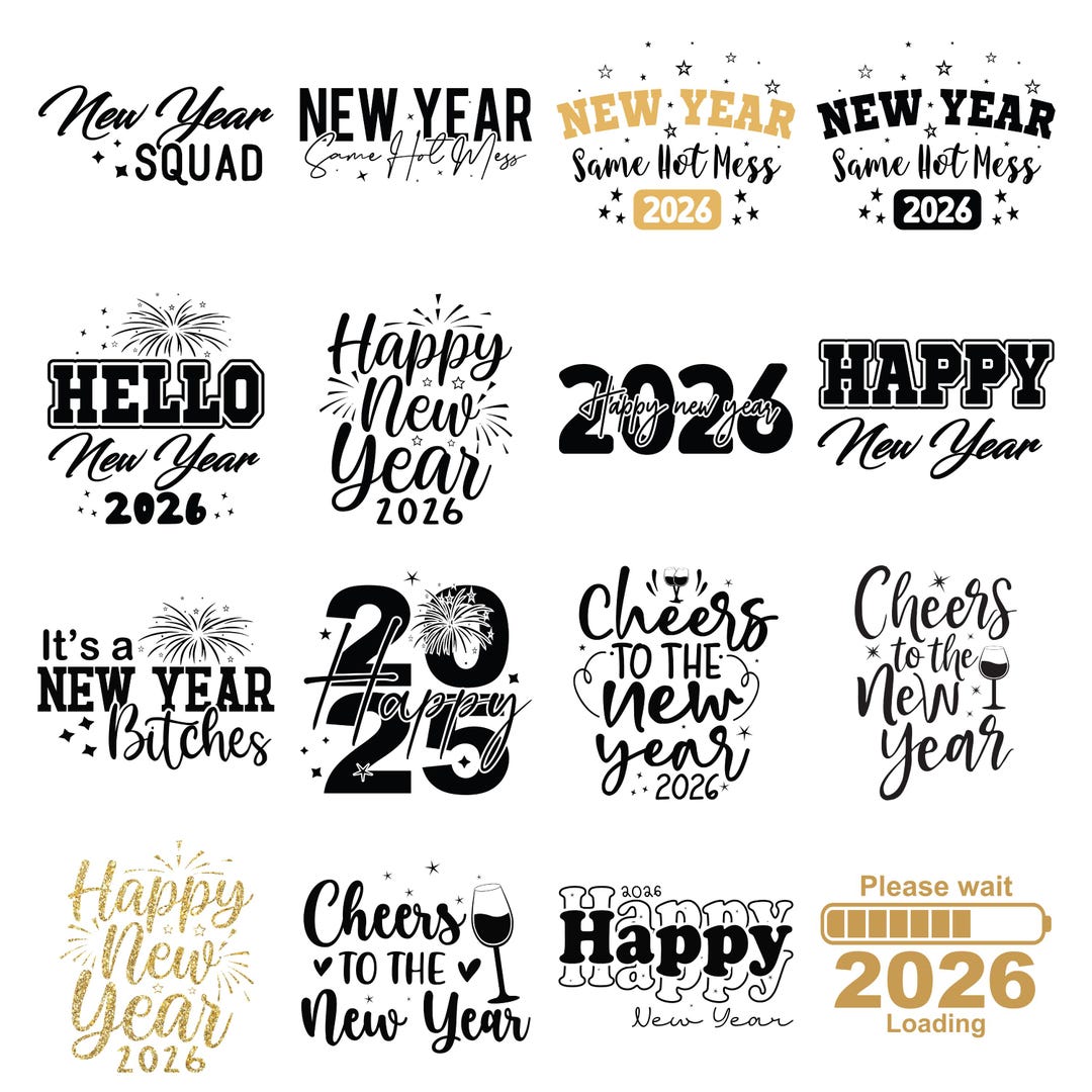 New Year 2026 SVG Bundle | NYE Party Clipart (digital Download) - Etsy