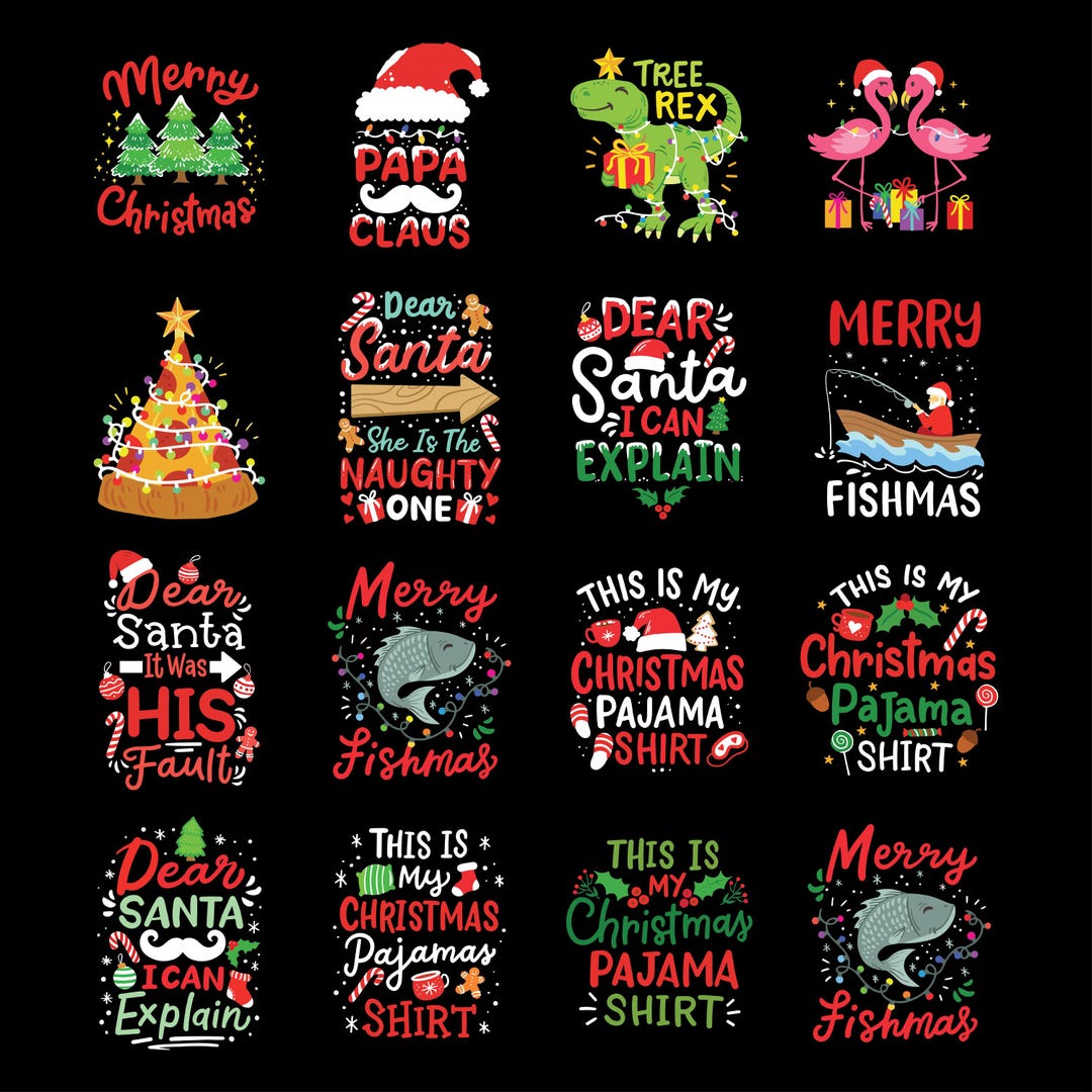 Christmas Pajama Shirt SVG Bundle – Family Holiday Designs (digital ...
